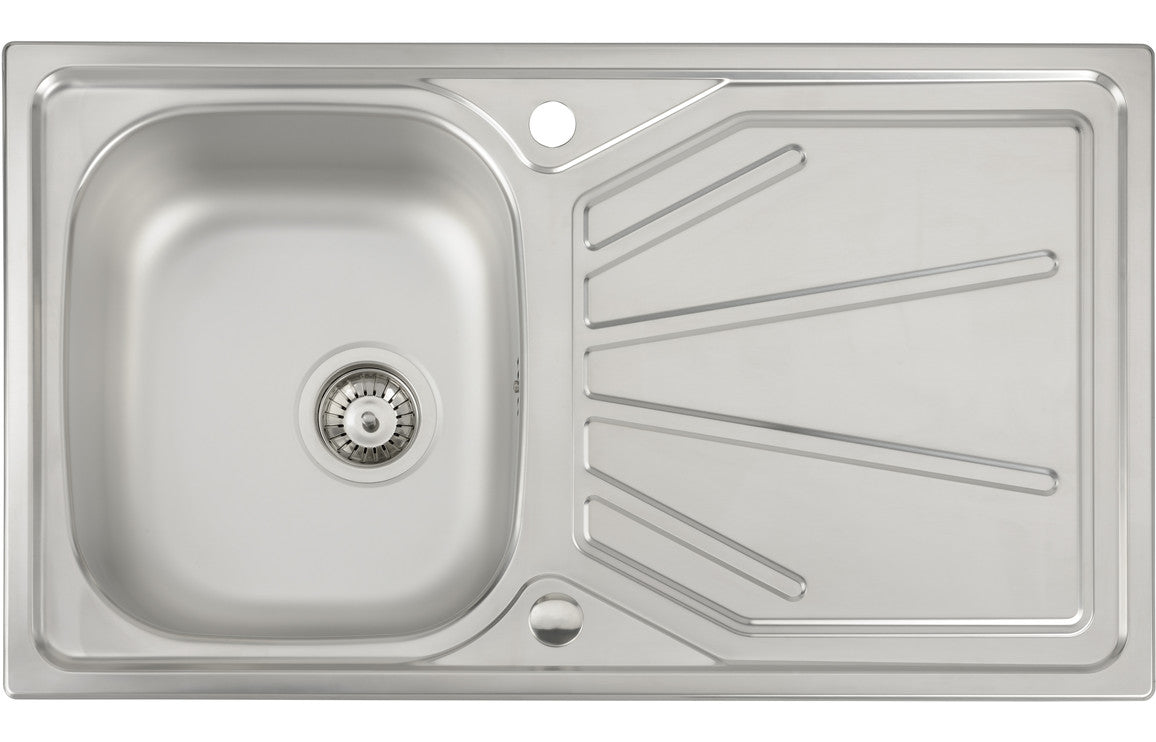 Abode AW5054 Trydent 860x500mm 1 Bowl Inset Sink - Stainless Steel ...