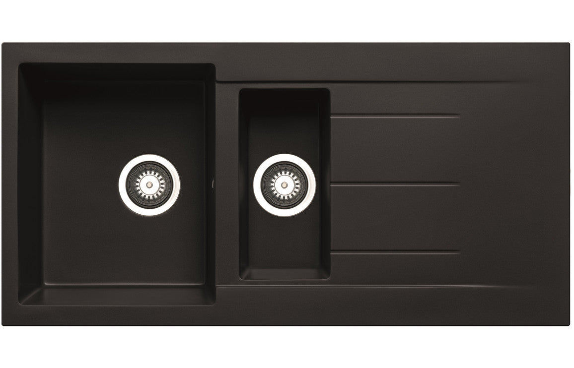 Prima CPR322 1000x500mm 1.5 Bowl Inset Granite Sink - Black — Kent ...