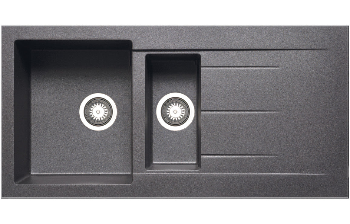 Prima CPR324 1000x500mm 1.5 Bowl Inset Granite Sink - Gun Metal — Kent ...