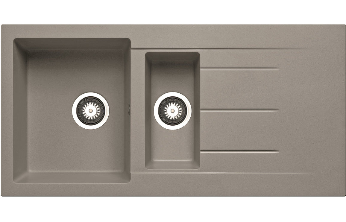 Prima CPR325 1000x500mm 1.5 Bowl Inset Granite Sink - Light Grey — Kent ...
