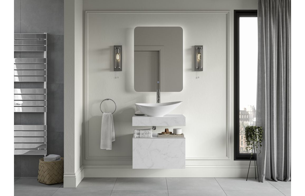 Jasmine 600mm Wall Hung Storage Drawer - White Marble - KPSB106965 ...