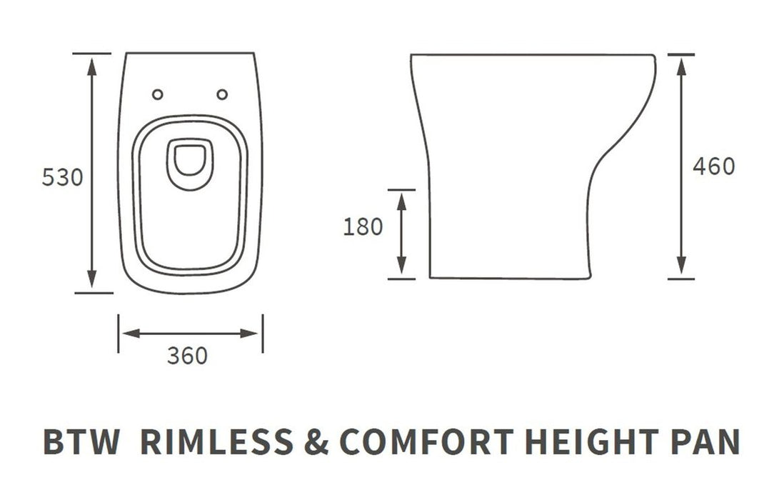 Ash Rimless Comfort Height Back To Wall WC & Slim Soft Close Seat ...