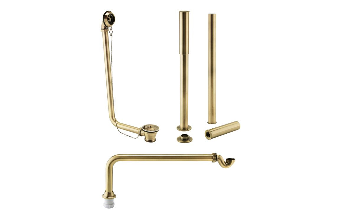 Exposed Bath Plug & Chain Waste w/Pipe Shrouds - Brushed Brass - KPSB1 ...