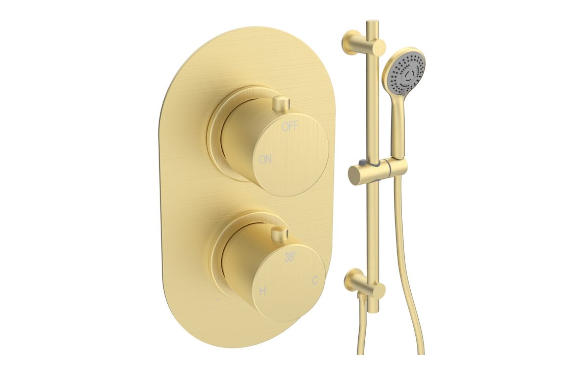 Hydro Round Shower Valve & Kit Pack 2 - Brushed Brass - KPSB111585 ...