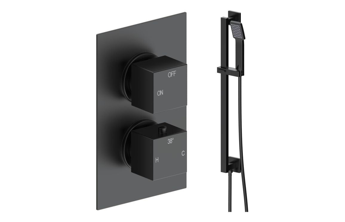 Mineral Square Shower Valve & Kit Pack 2 - Matt Black - KPSB111596 ...