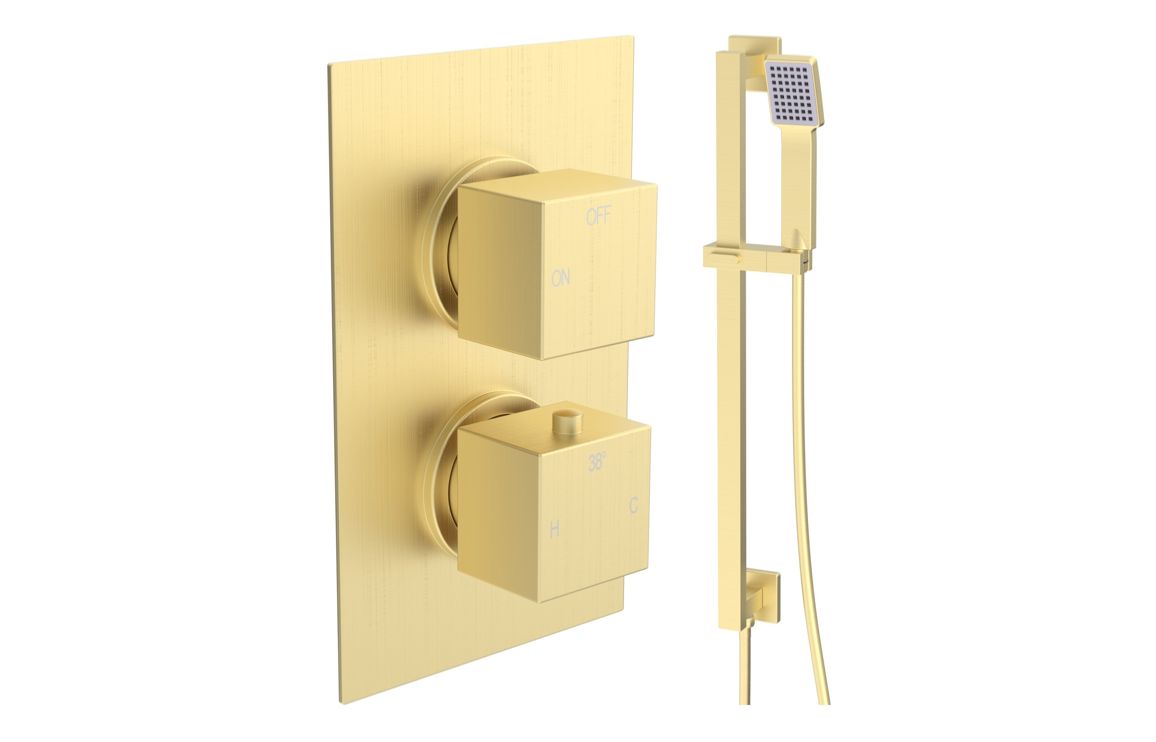 Mineral Square Shower Valve & Kit Pack 2 - Brushed Brass - KPSB111597 ...