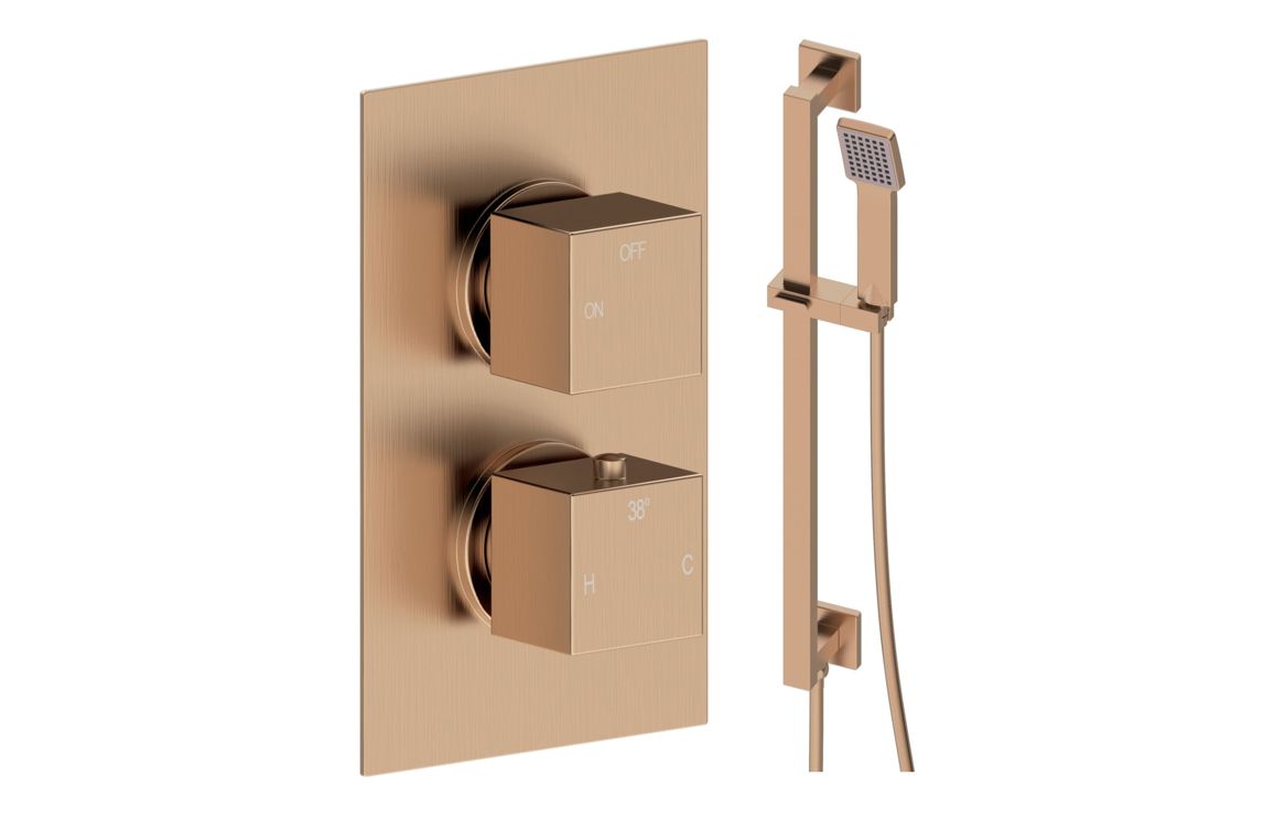 Mineral Square Shower Valve & Kit Pack 2 - Brushed Bronze - KPSB111598 ...