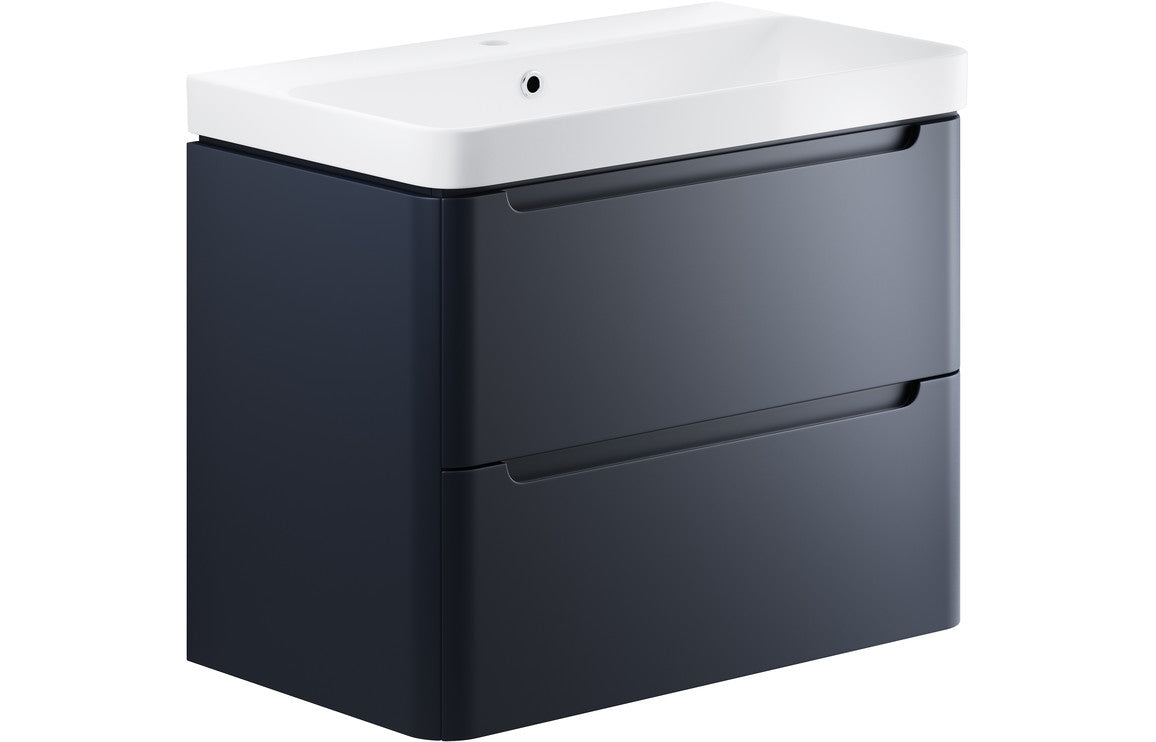 Clover 805mm 2 Drawer Wall Hung Basin Unit - Matt Indigo - KPSB96050 ...