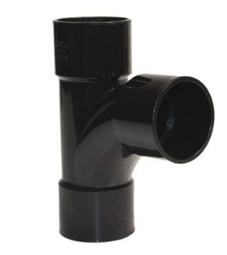 FloPlast WS24B ABS Solvent Waste 50mm Tee - Black — Kent Plumbing Supplies